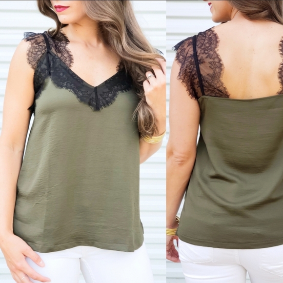 Tops | Euc Purchased From Ash Clothing The One Tank Greenblack Lace Sz ...